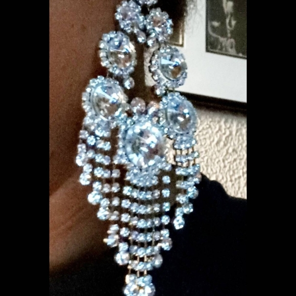 Jewelry | Large Runway Rhinestone Clip On Chandelier Earrings | Poshmark